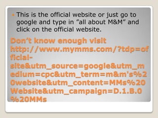 The official m&m history of chocolate | PPTX