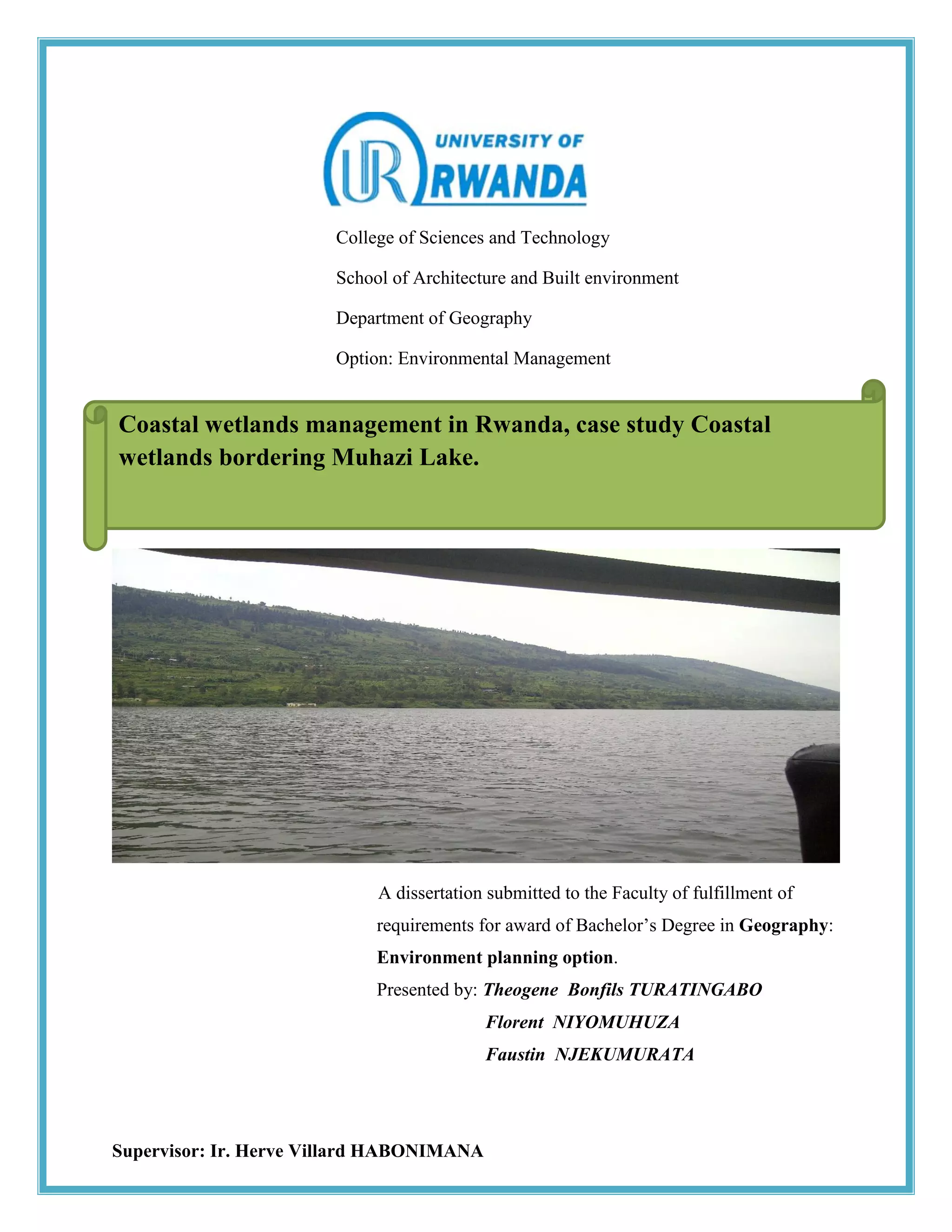 Coastal wetlands management in Rwanda, case study Coastal wetlands ...