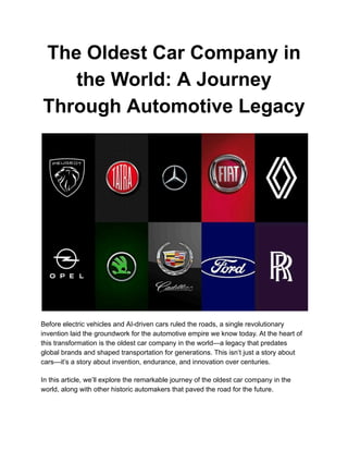 The Oldest Car Company in the World_ A Journey Through Automotive ...