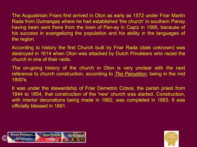 The Church of the Immaculate Conception in Ogtong (Oton), Iloilo, One ...