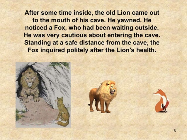 The Old Lion and The Fox (An Aesop's Fable with Moral Lessons) | PPT