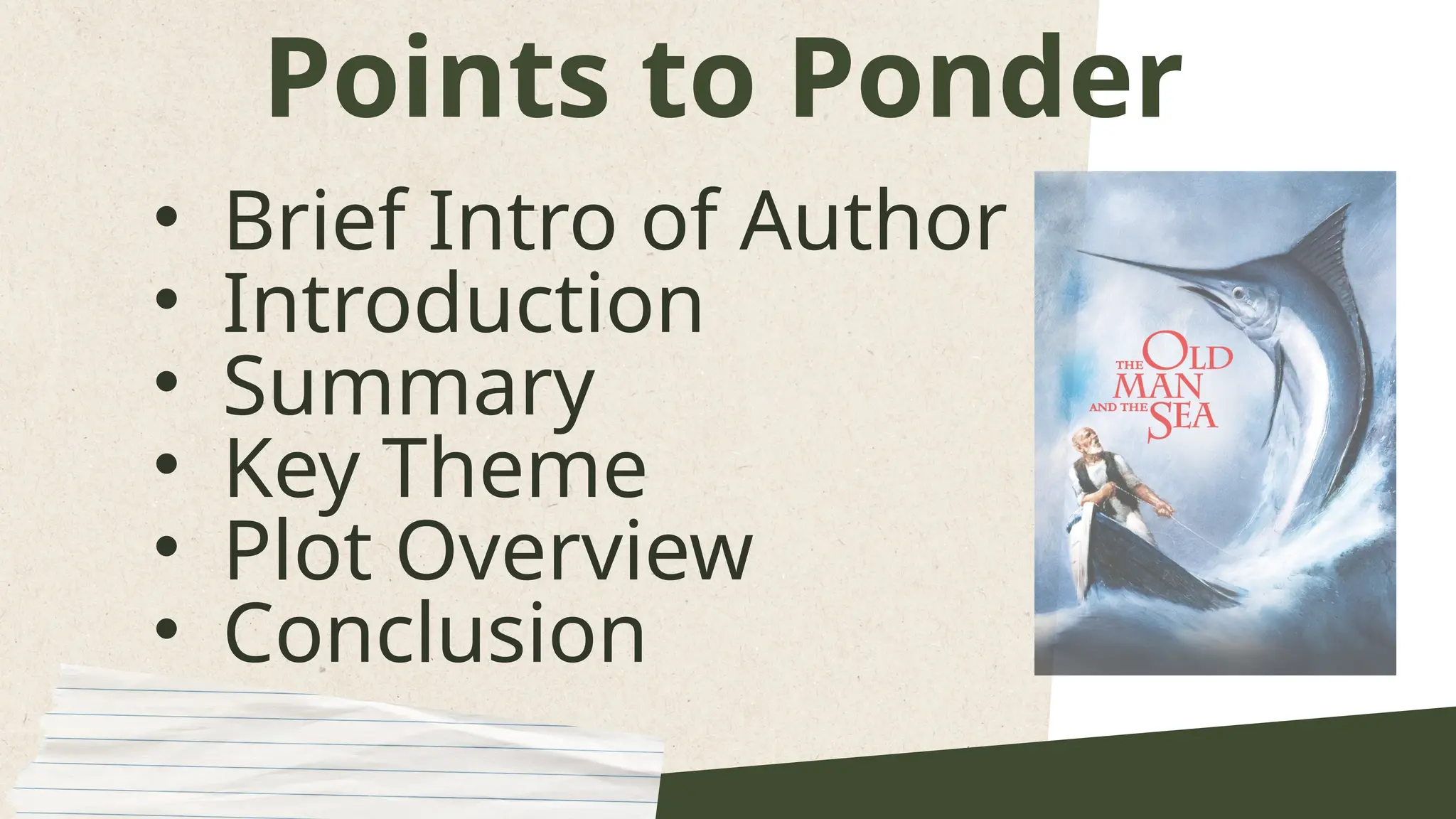 The old Man and The sea. About Author, summary,plot. | PPTX