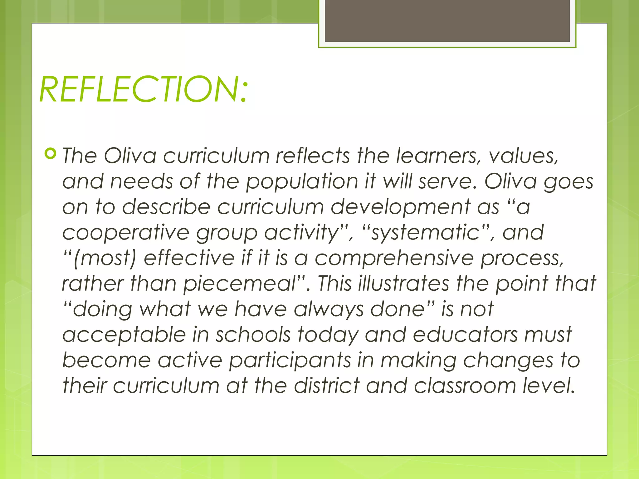 The Oliva Model of Curriculum | PPT