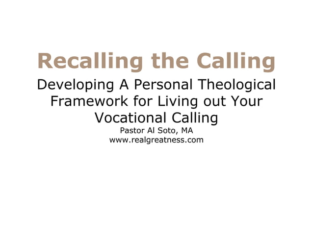 Theology of Calling and Vocation | PPT