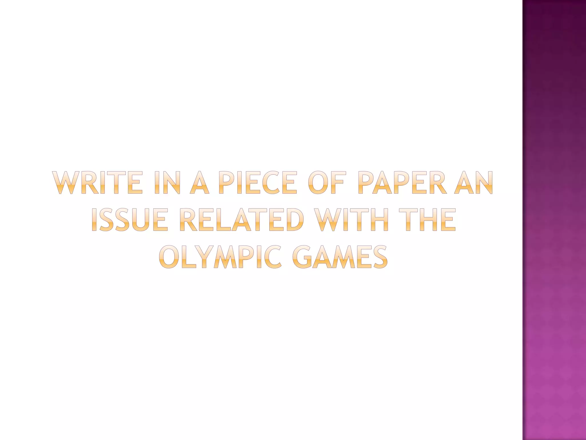 The olympic games. debate | PPT