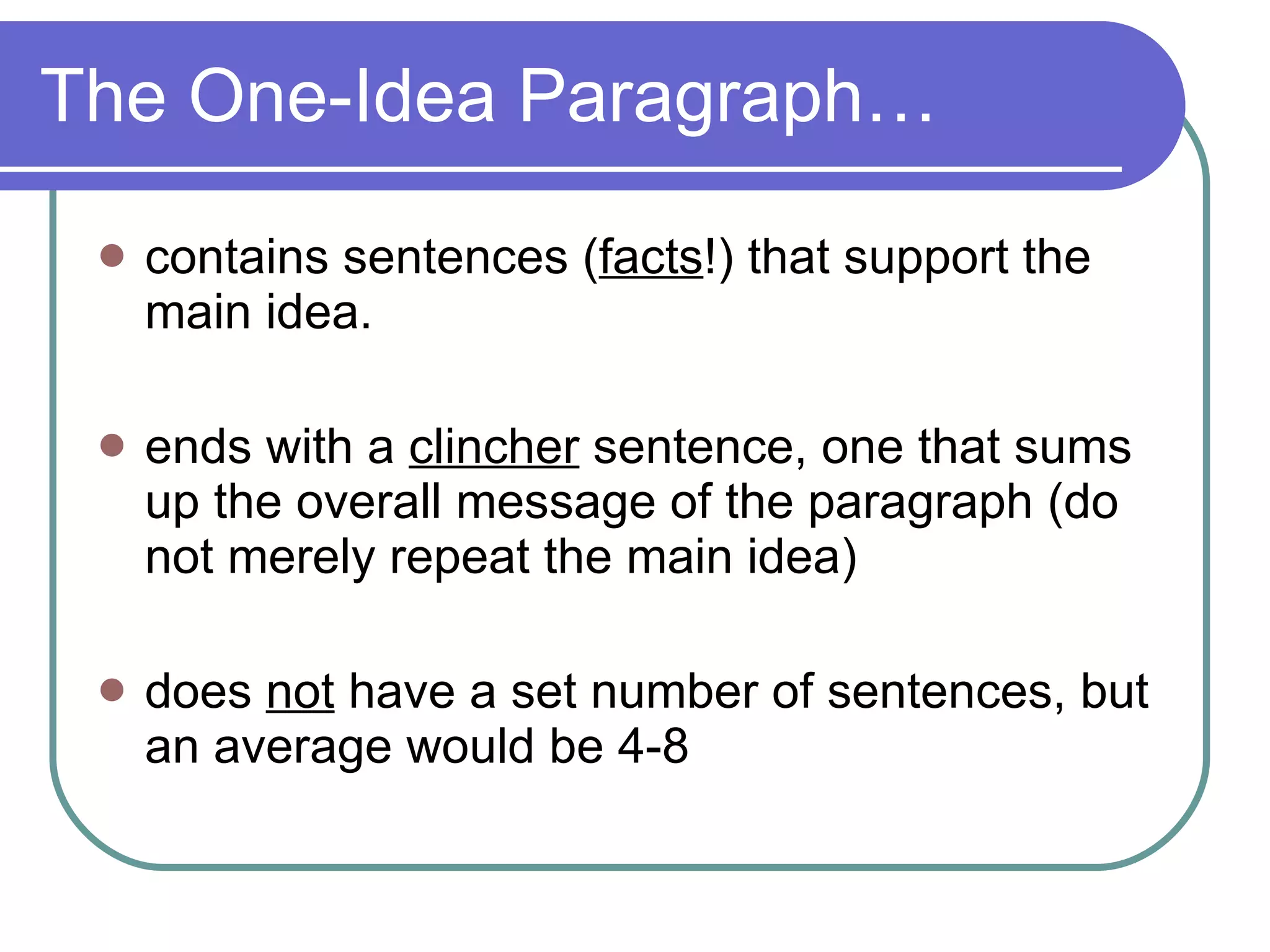 The One Idea Paragraph Introduction | PPT