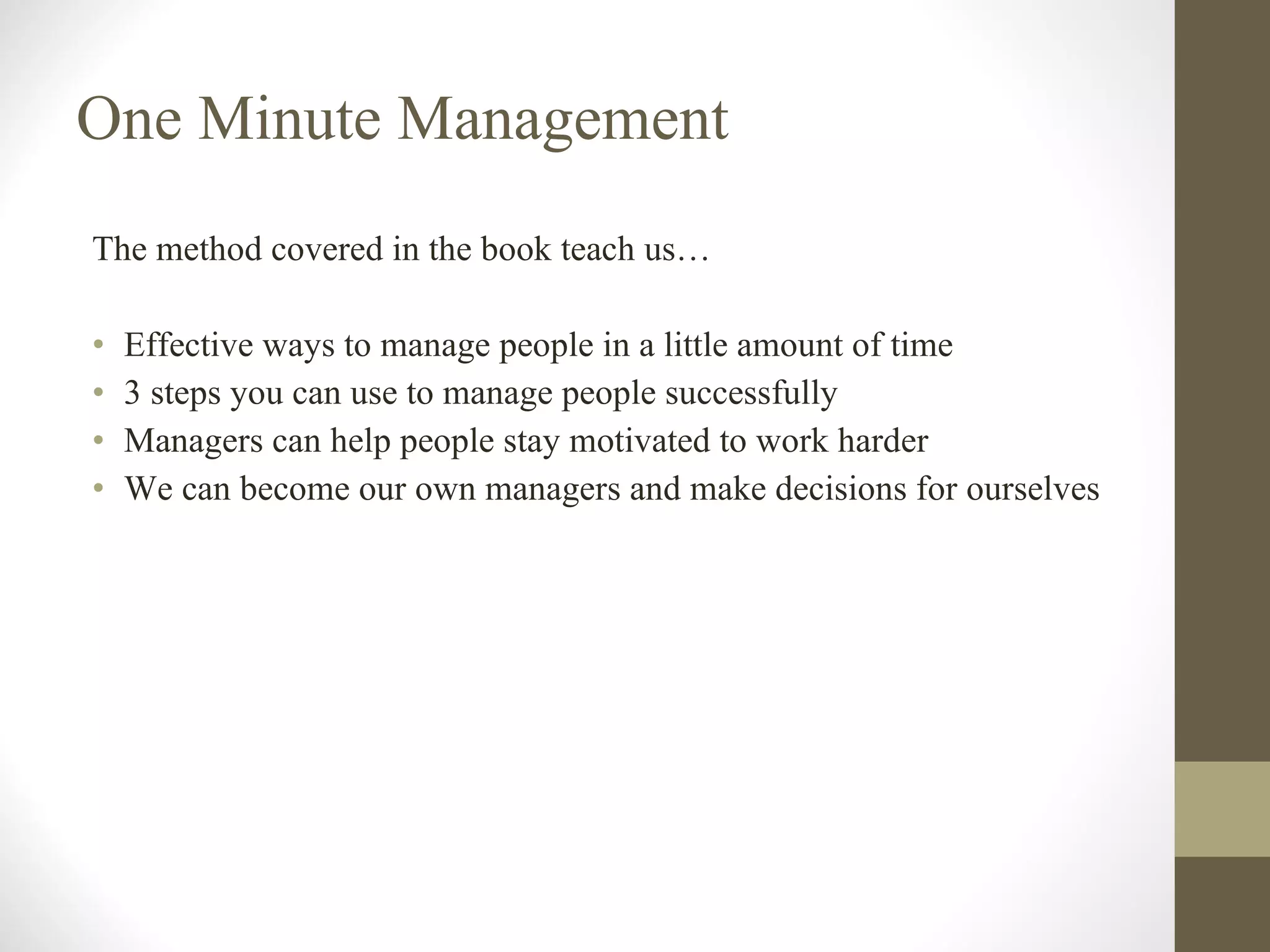 The One Minute Manager | PPT