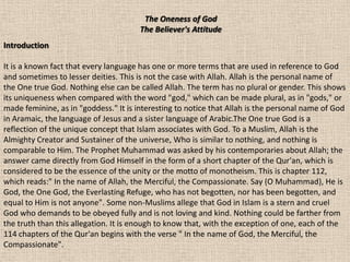 The oneness of Allah | PPSX