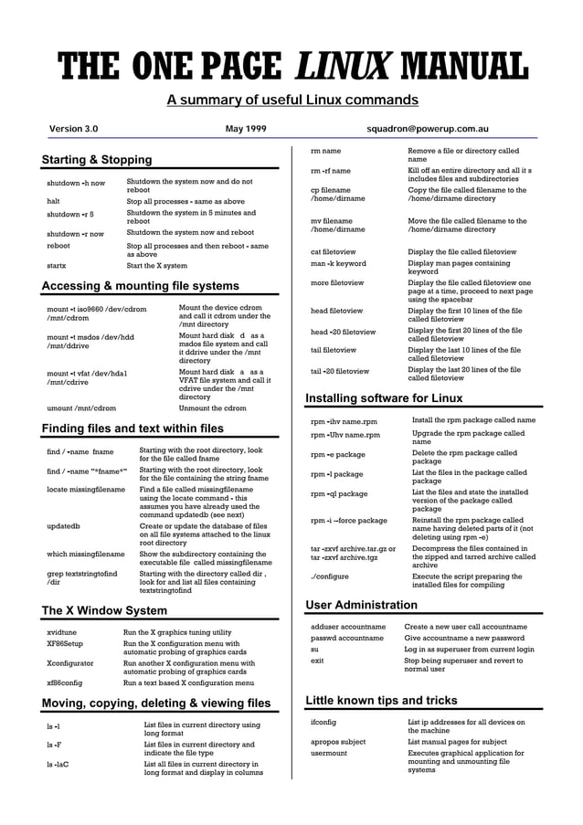 The one page linux manual | PDF