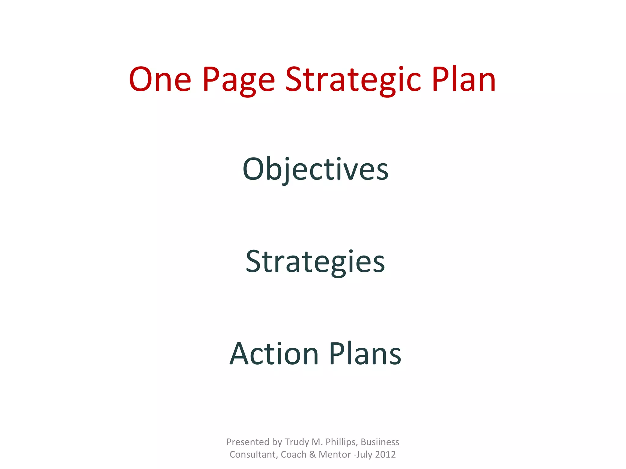 The one page strategic plan | PPT