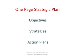 The one page strategic plan | PPT