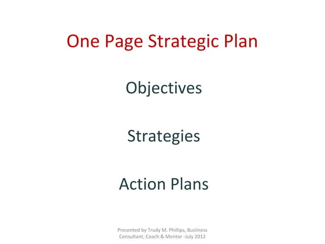 The one page strategic plan | PPT