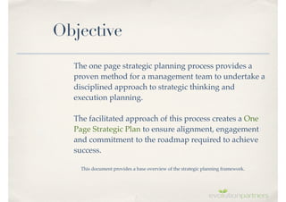 The One Page Strategic Planning process | PDF | Business Administration ...