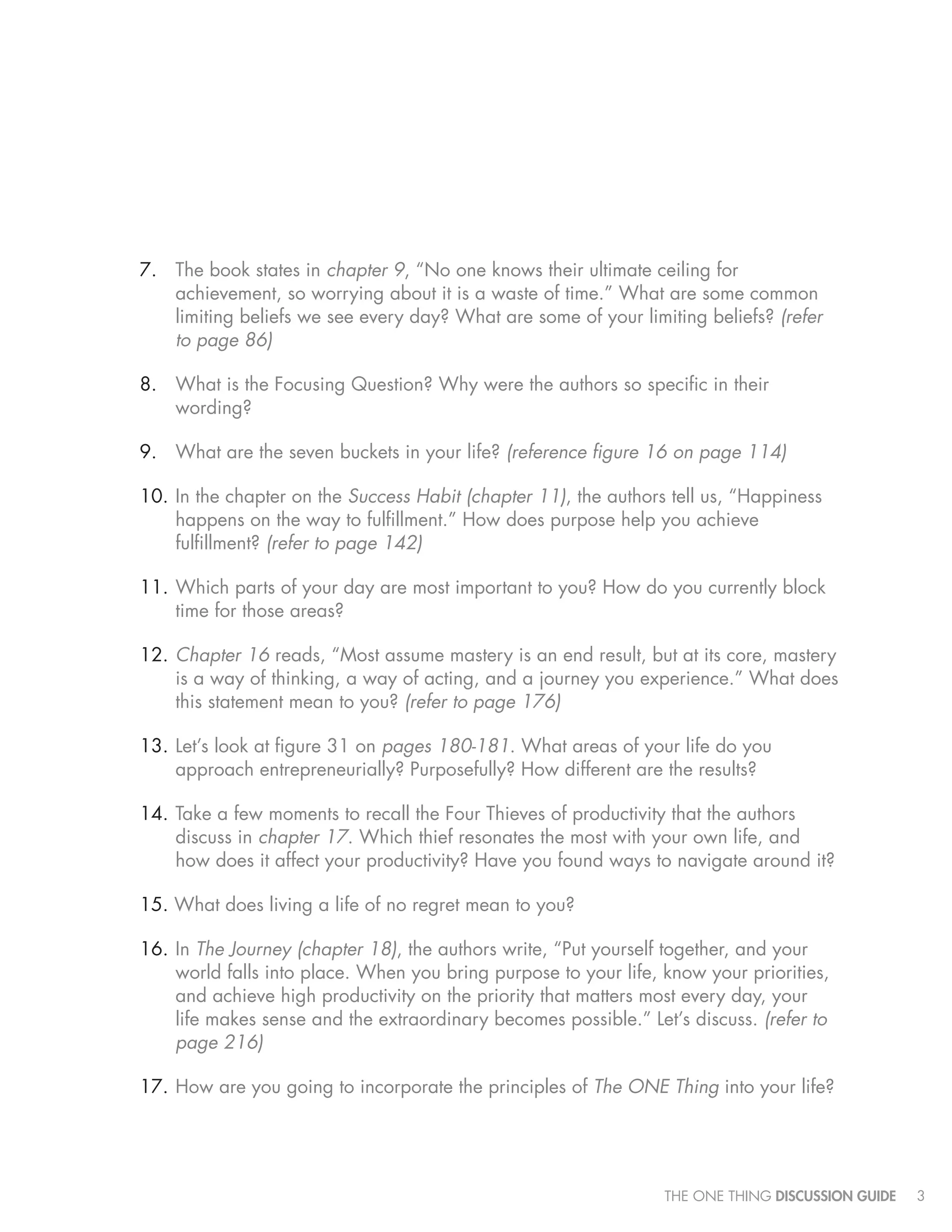 The ONE Thing: Book Discussion Guide | PDF