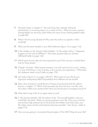 The ONE Thing: Book Discussion Guide | PDF