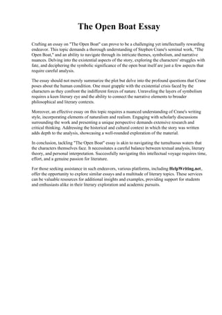 The Open Boat Essay. Trevecca Nazarene University | PDF