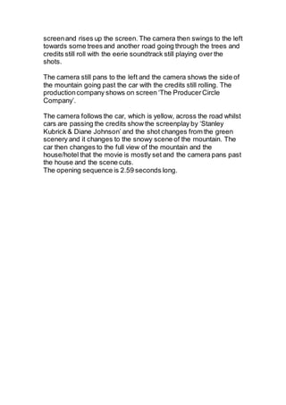 The opening sequence analysis of the shining | DOCX
