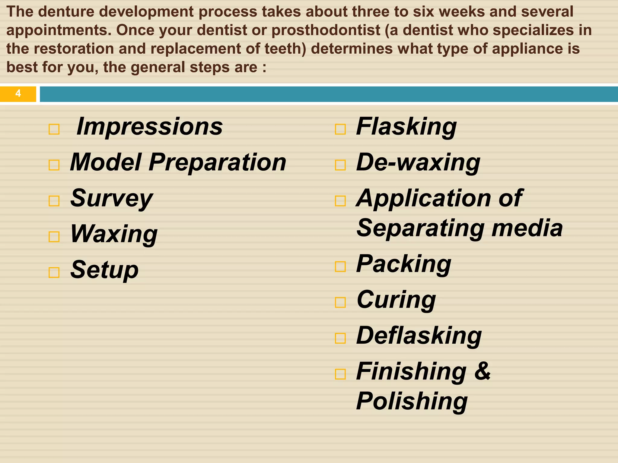 Acrylic type temporary Removable Partial Denture Steps | PPTX