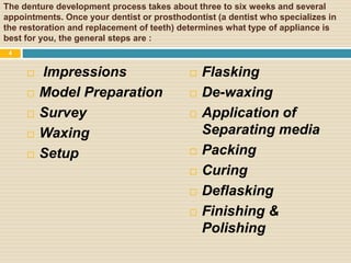 Acrylic type temporary Removable Partial Denture Steps | PPTX
