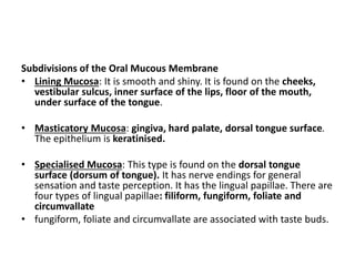 The oral mucosa | PPTX