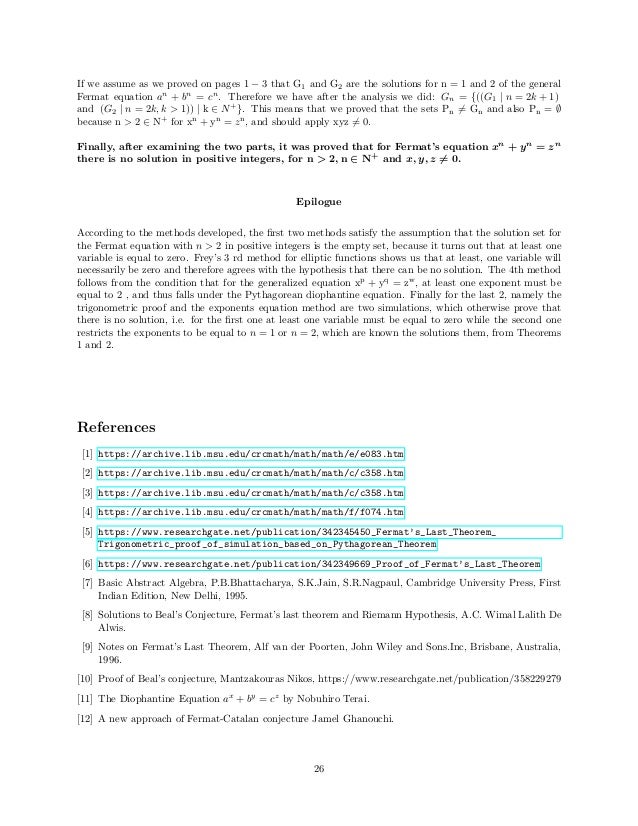Proof of Fermat's Last Theorem (Using 6 Methods) | PDF