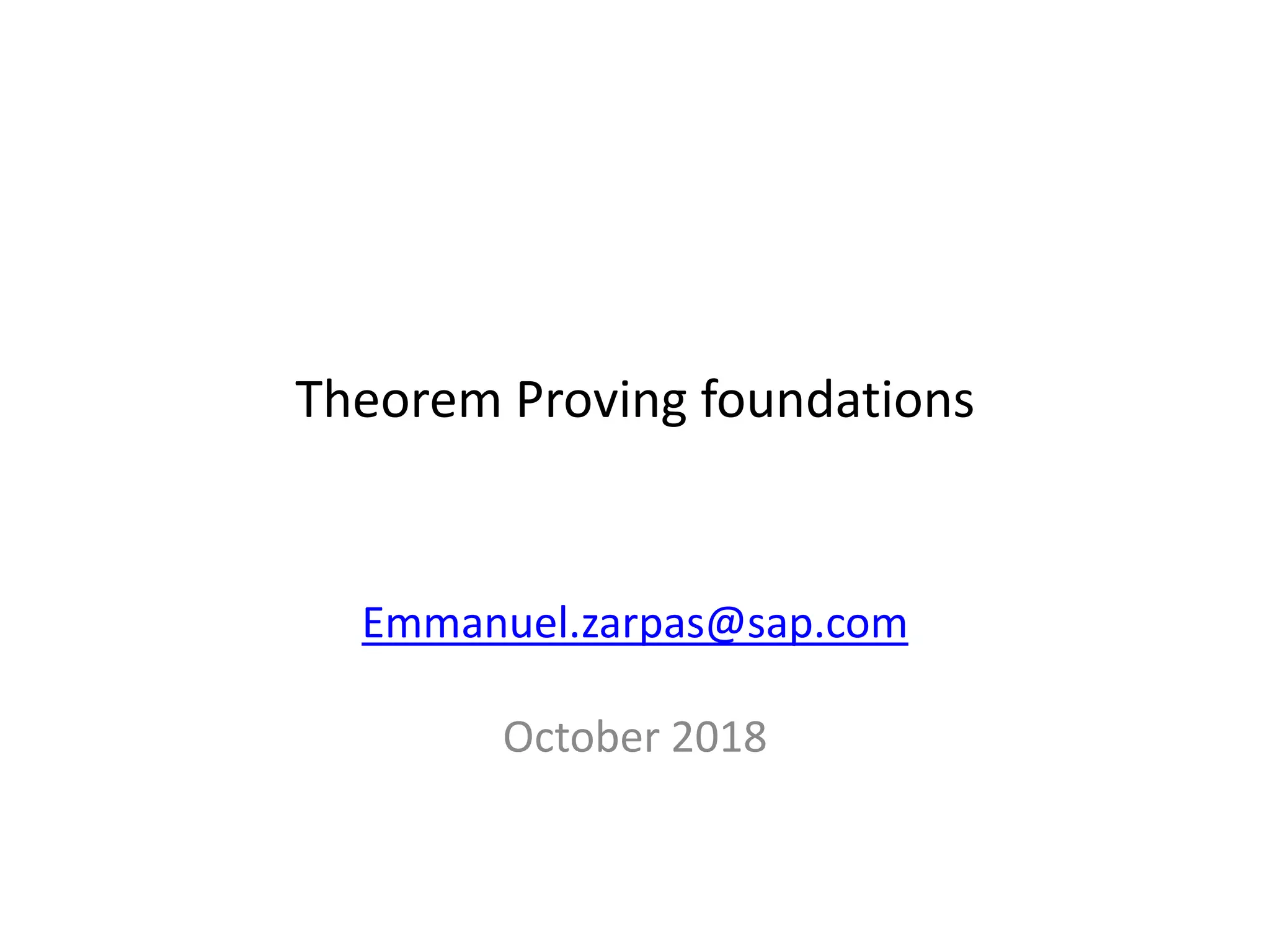 Theorem proving 2018 2019 | PPT