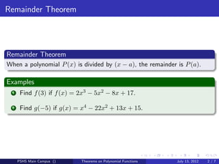 Theorems on polynomial functions | PDF