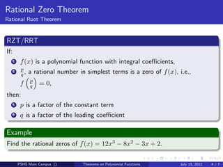 Theorems on polynomial functions | PDF