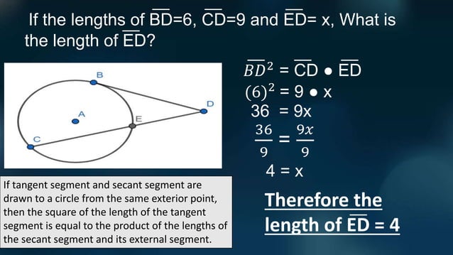 theorems on tangents, Secants and segments of a circles 1.pptx ...