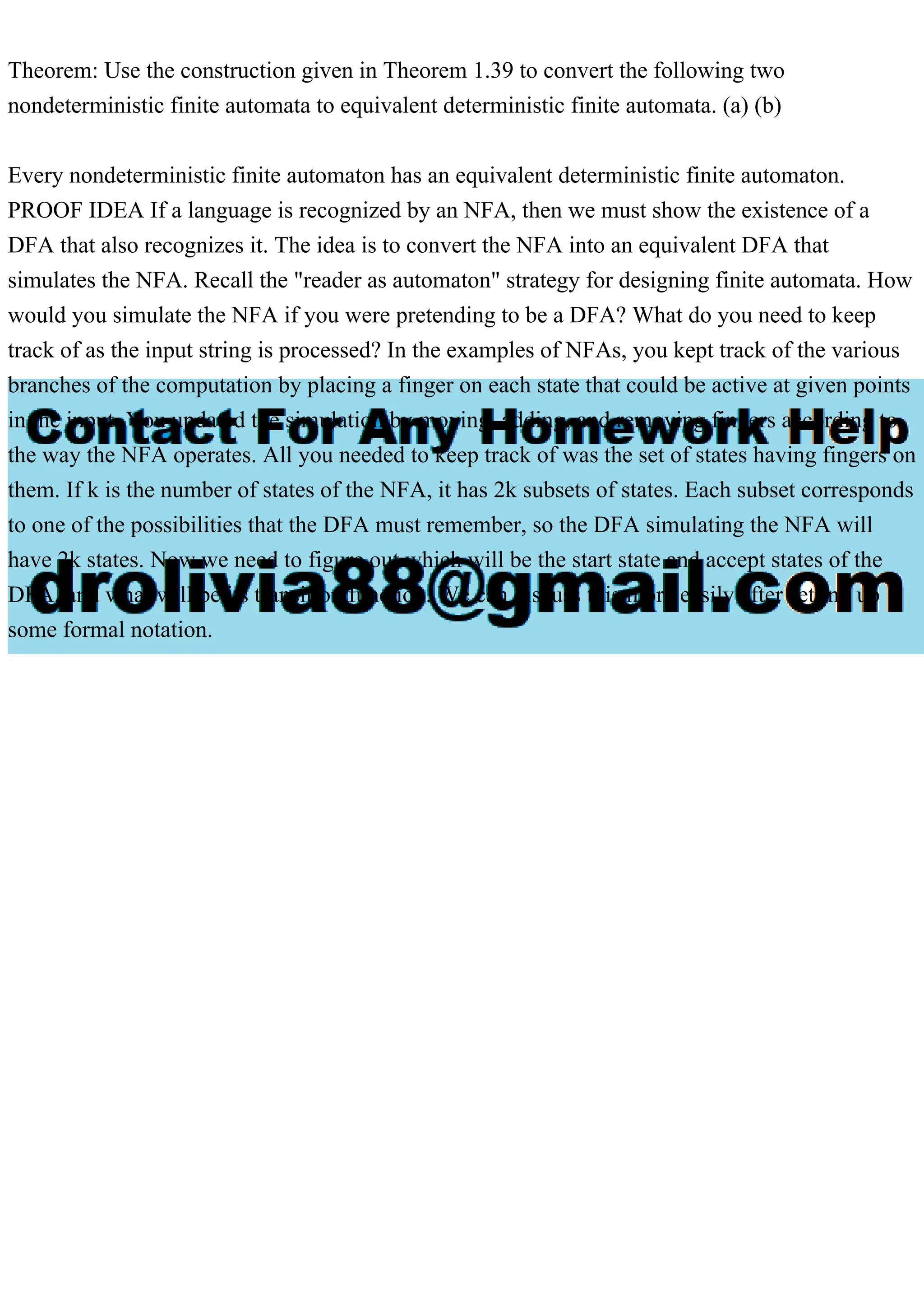 Theorem Use the construction given in Theorem 1.39 to convert the f.pdf