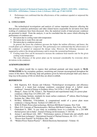 Theoretical analysis of the performance of dual pressure condenser in a ...