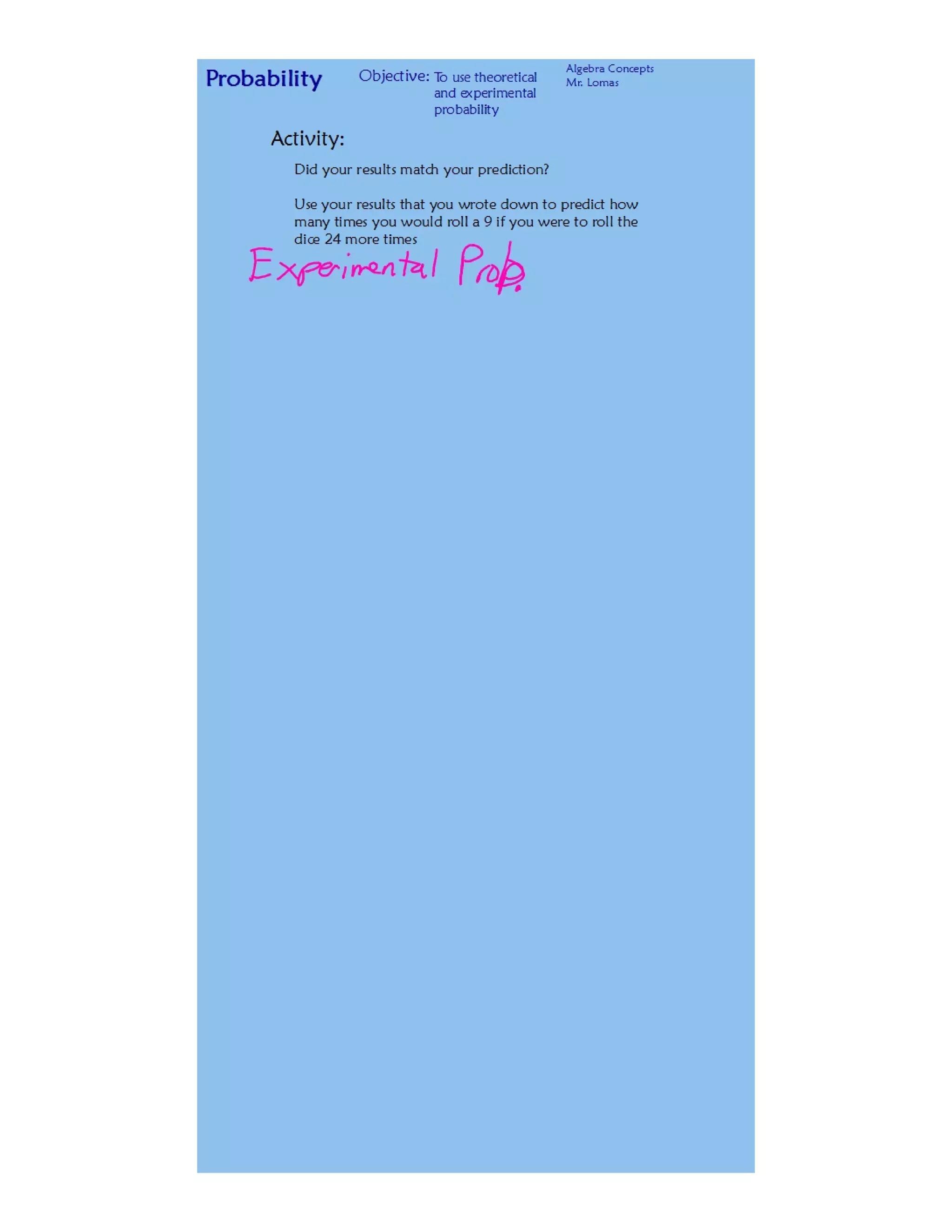 Theoretical and Experimental Probability.pdf | Physics | Science