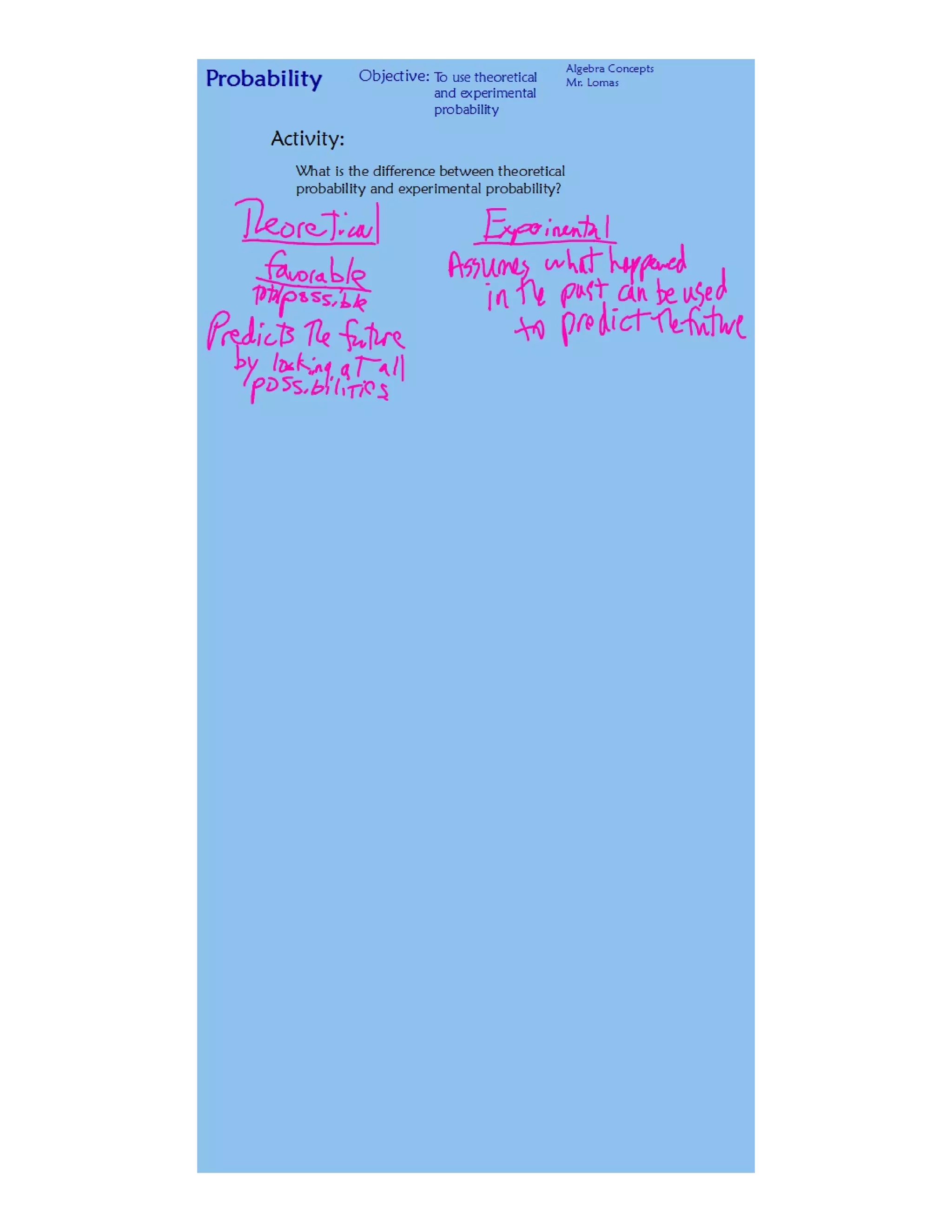 Theoretical and Experimental Probability.pdf | Physics | Science