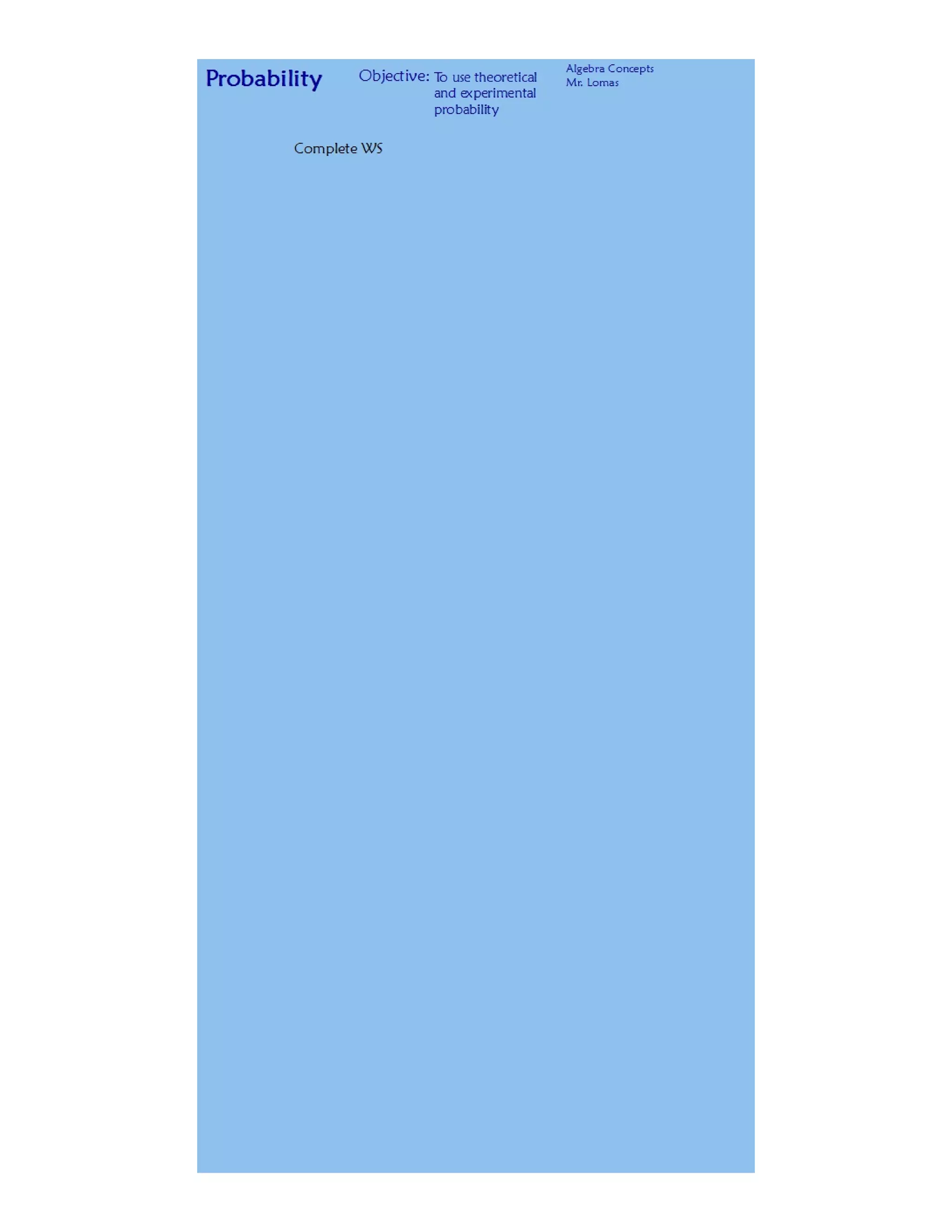 Theoretical and Experimental Probability.pdf | Physics | Science