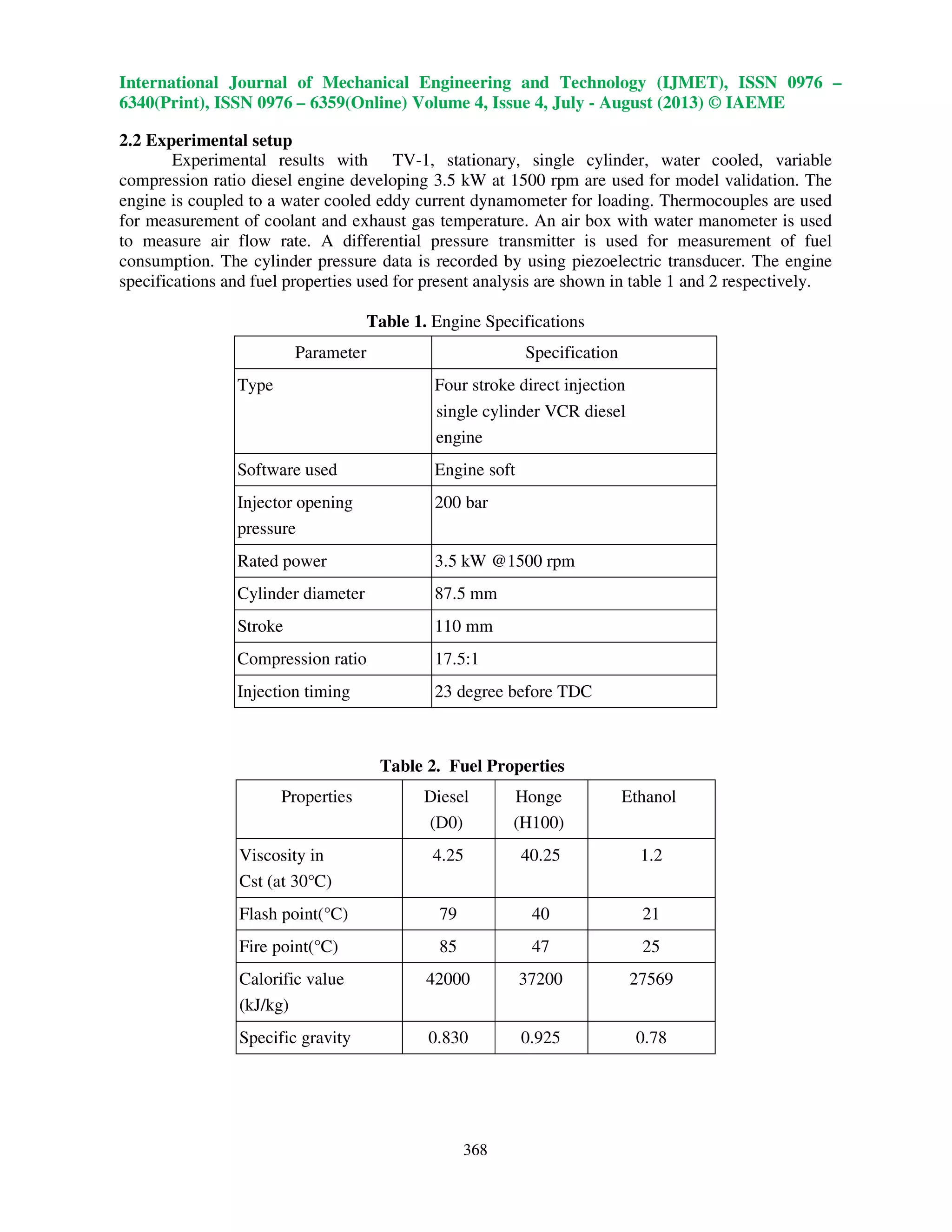 Theoretical analysis of compression ignition engine performance fuelled with | PDF