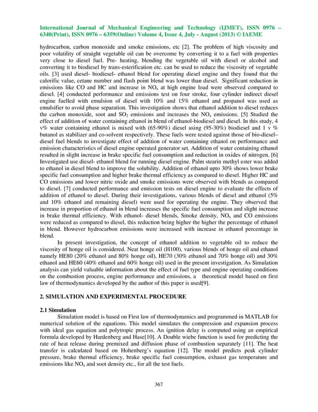Theoretical analysis of compression ignition engine performance fuelled ...
