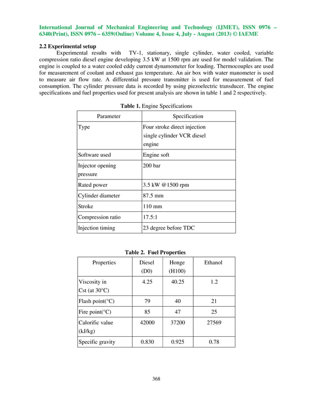 Theoretical analysis of compression ignition engine performance fuelled with | PDF