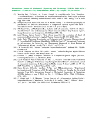 Theoretical analysis of compression ignition engine performance fuelled ...