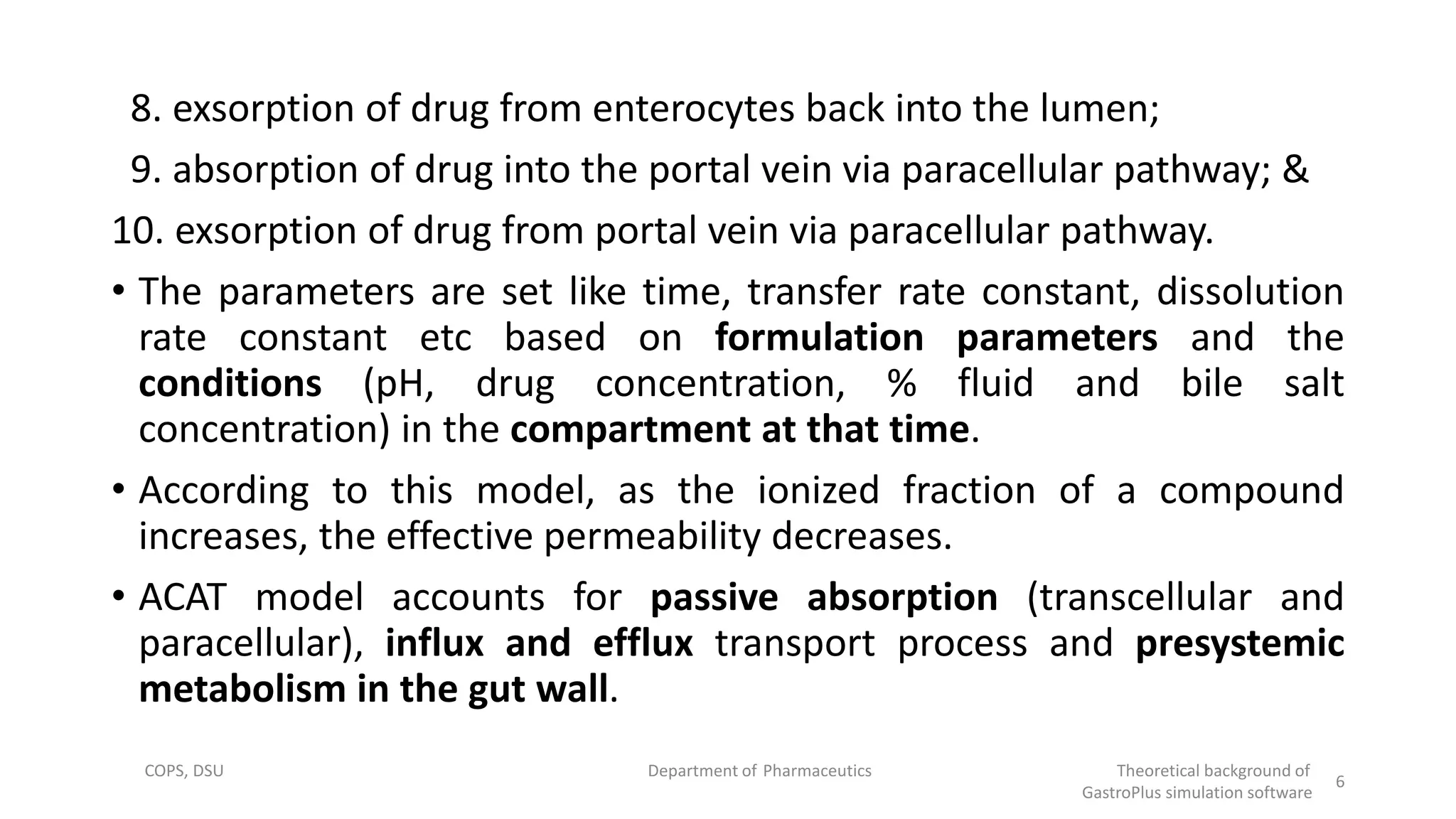Theoretical background on GastroPlus Simulation Software | PPTX