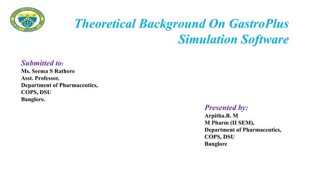 Theoretical background on GastroPlus Simulation Software | PPTX ...