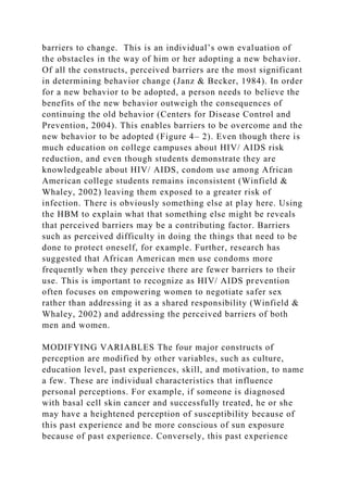 THEORETICAL CONCEPT The Health Belief Model (HBM) is by far the mo.docx