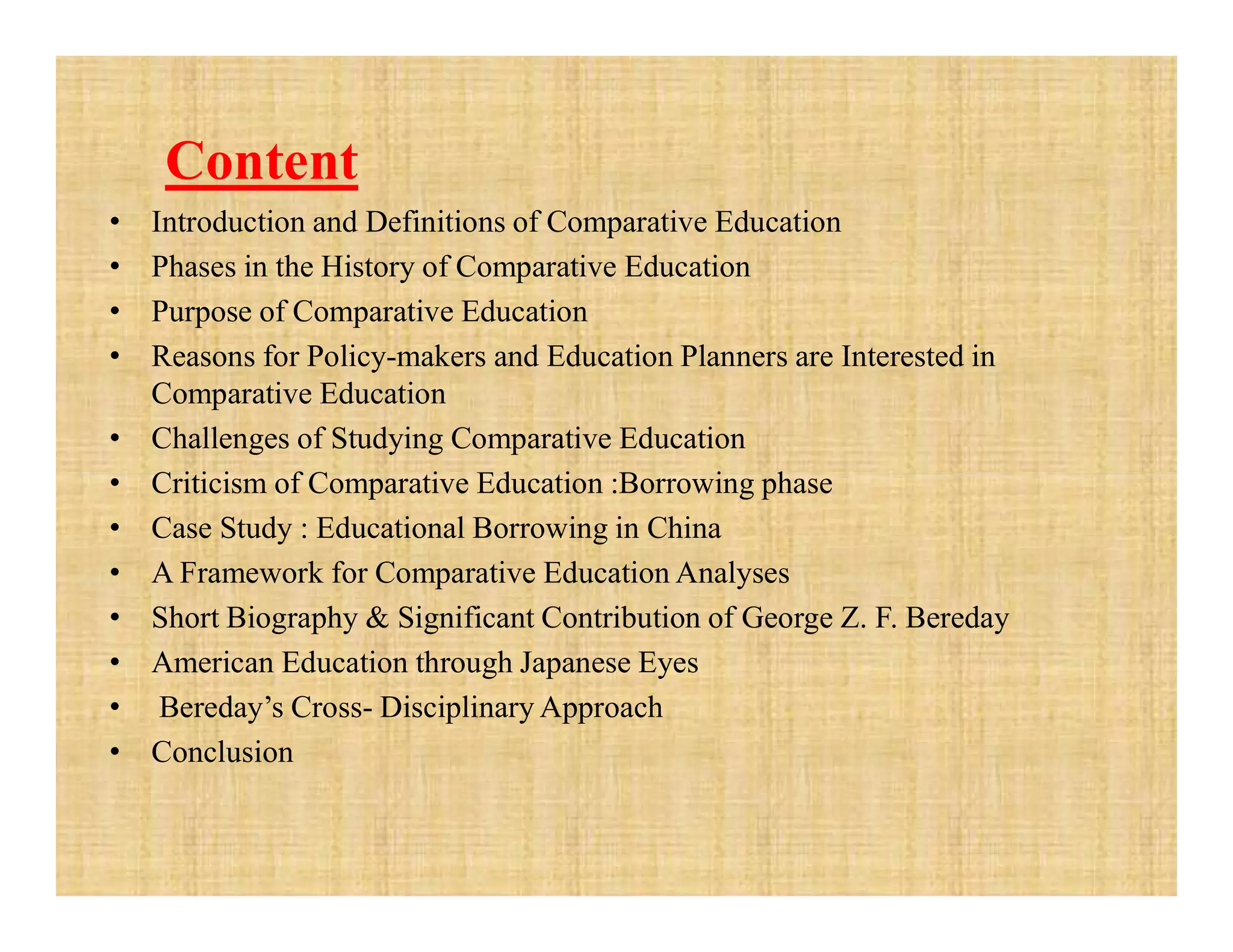 Theoretical concerns in Comparative Education – Bereday’s Cross ...