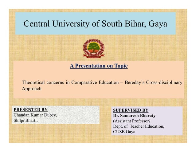 Theoretical concerns in Comparative Education – Bereday’s Cross ...