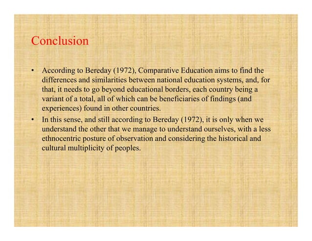 Theoretical concerns in Comparative Education – Bereday’s Cross ...