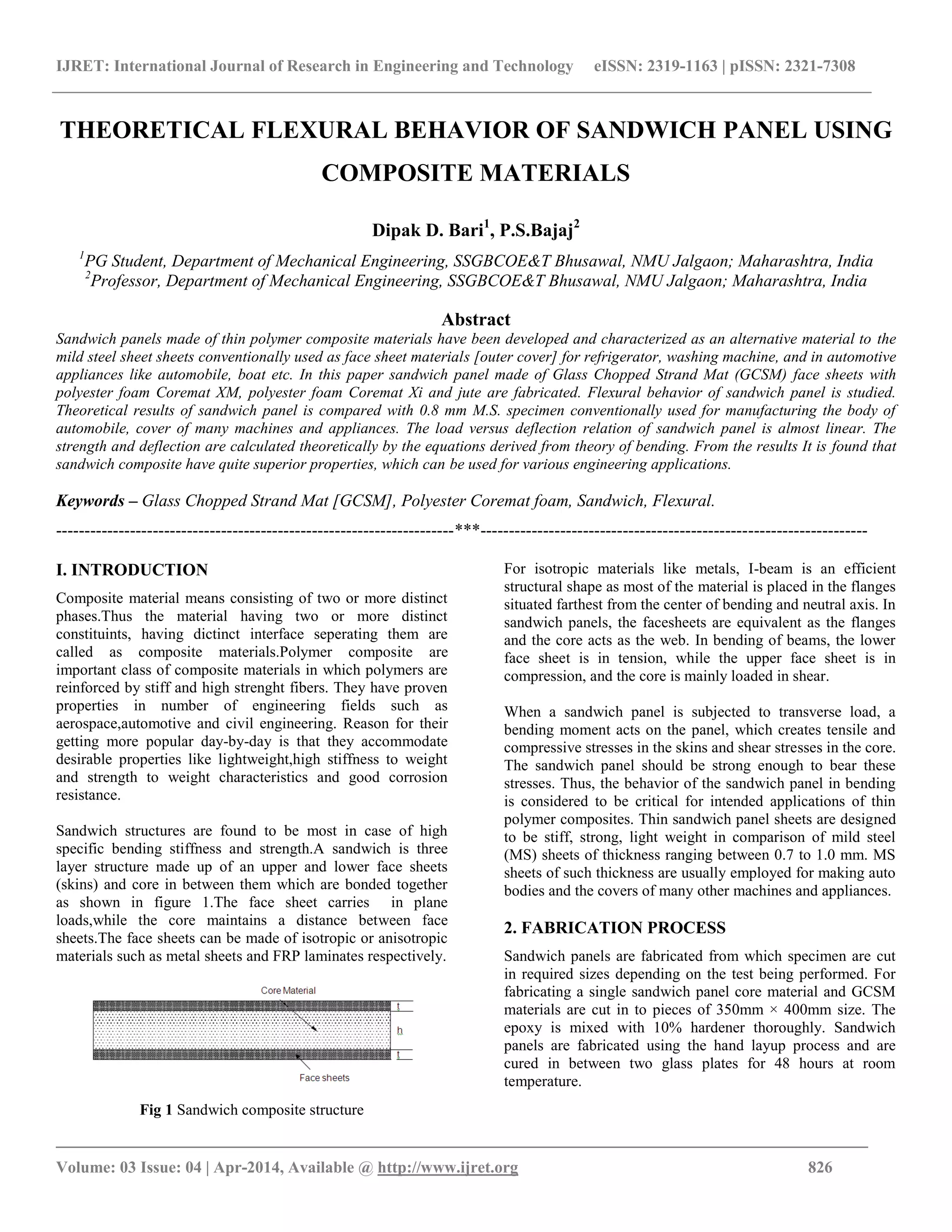 Theoretical flexural behavior of sandwich panel using | PDF