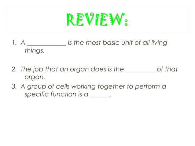 The organization of living things | PPT | Biological Sciences | Science