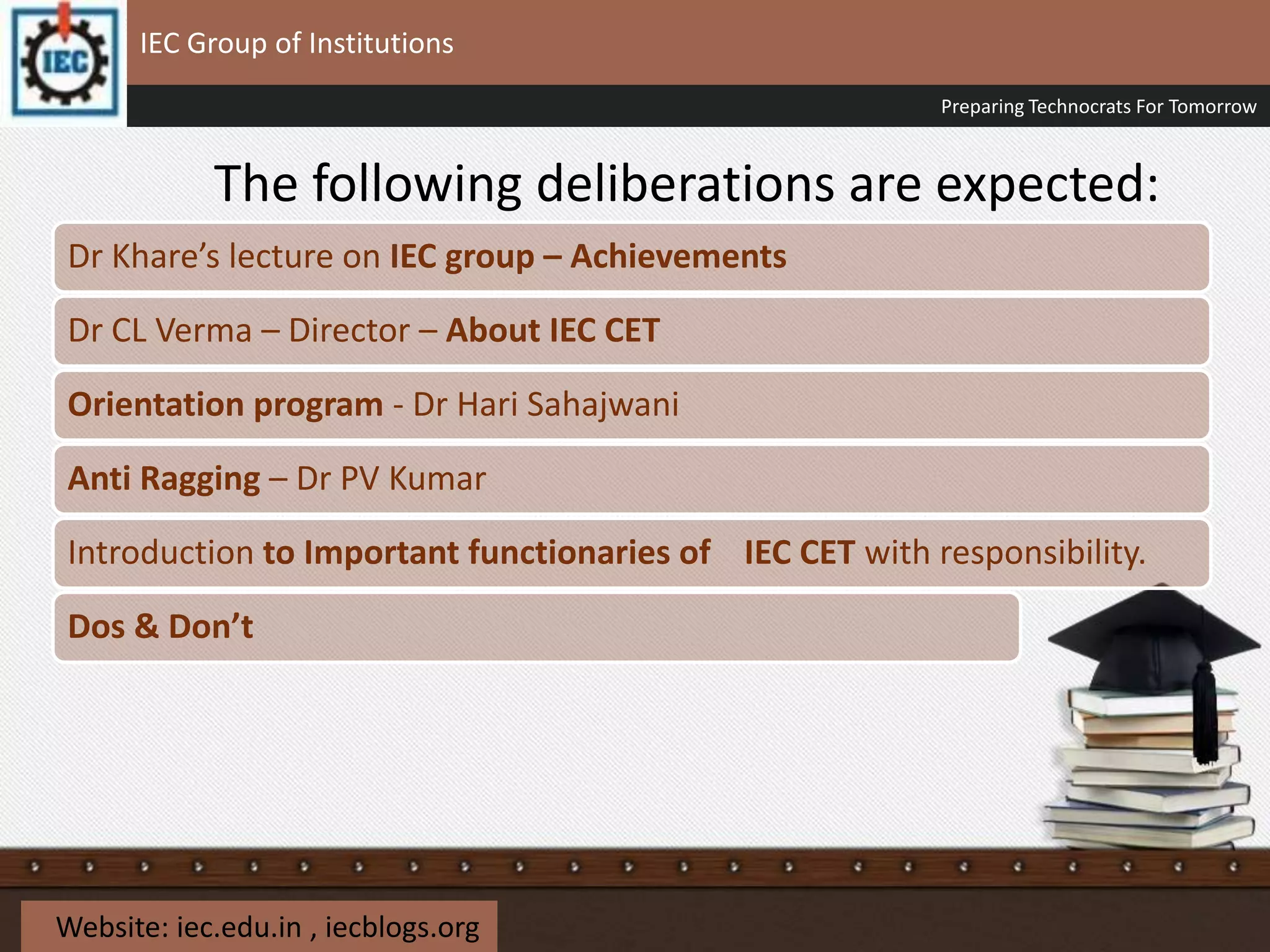 The orientation program at iec | PPT