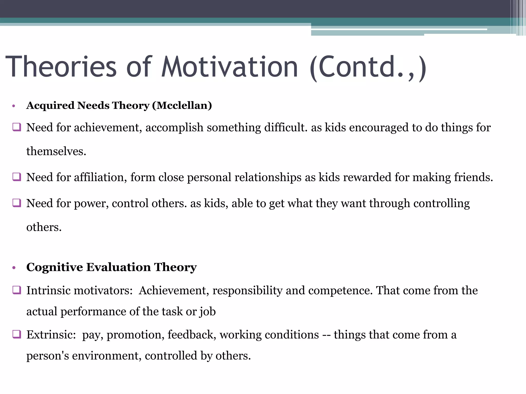 Introduction to Motivational Theory, Content Theory and Process Theory ...