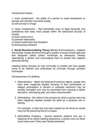 THeories-of-Crime-Causation-Module LEA 02 | PDF