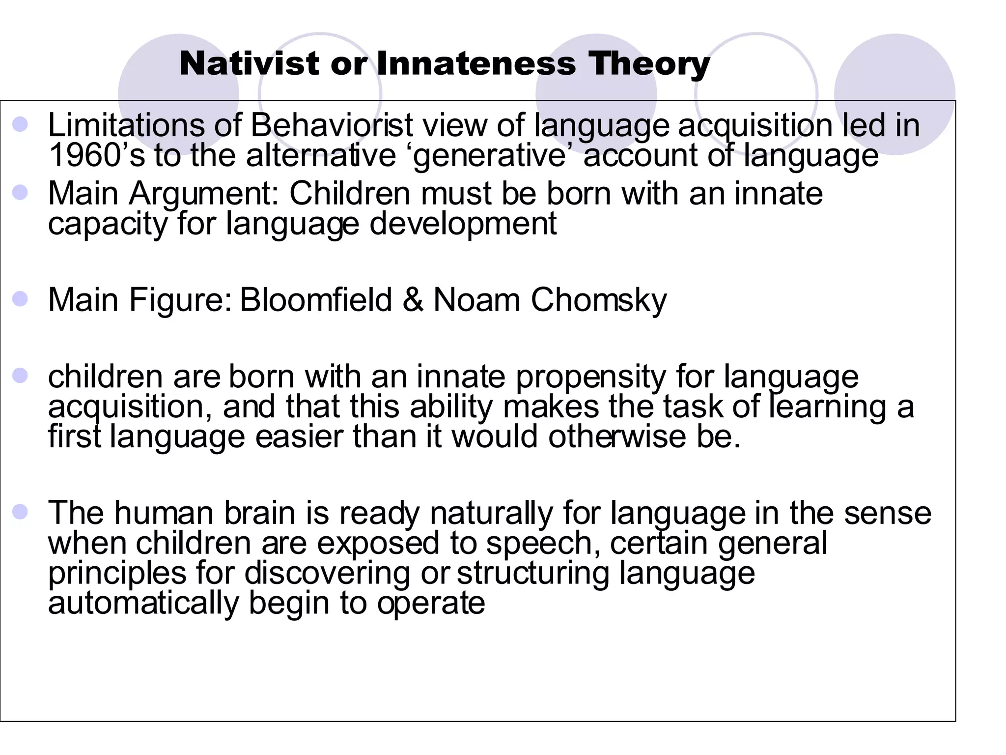 Theories Of Language Acquisition[1] | PPT